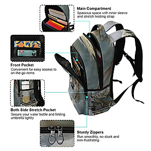 JIPONI Dreamy White Horse Backpack For Girls Boys School Kids Bookbag Travel Laptop Backpack Purse Daypack With Chest Strap