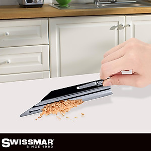 Swissmar Crumb Sweeper - Essential Countertop Table and Kitchen Accessory - Stainless Steel Food Scraper Tool for Restaurants, Usually Used by The Waiters, Waitress, and Servers - Black Pakkawood