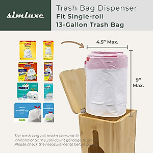 Simluxe Trash Bag Dispenser – Trash Bag Holder Dispenser for Garbage Bag Roll, Under Sink Waste Bin Bags Organizer, Wall Mounted Storage for Small Spaces, Bamboo Decorative Container