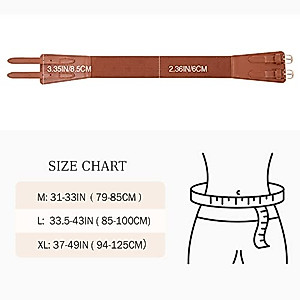 AWAYTR Double Buckle Women's Elastic Belt - Ladies Stretchy Wide Belts for Dresses, Leather Waist Belts for Women Jeans（Black 37-49"）