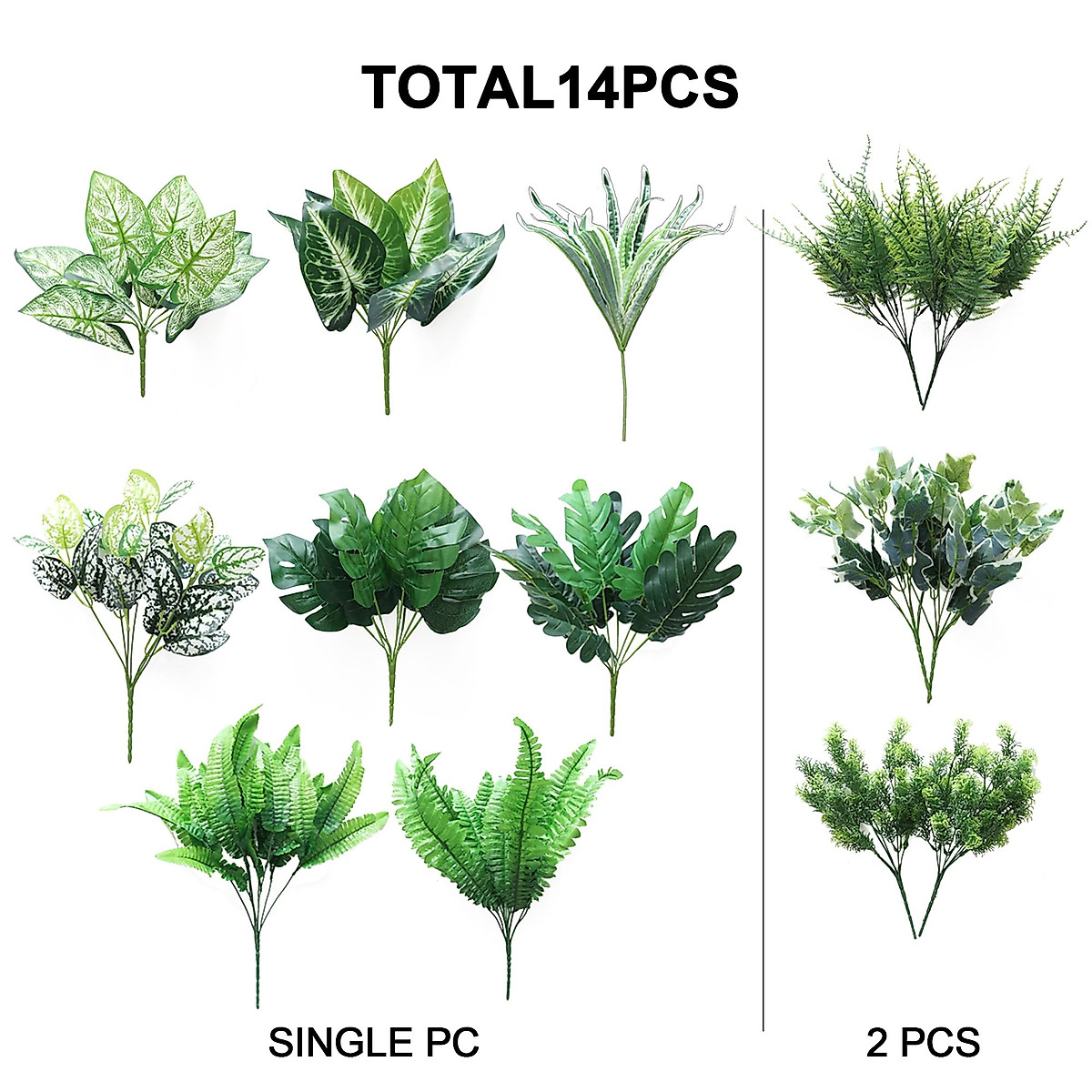 PARTY JOY 14 Bunches Fake Plants Outdoor, Fake Bushes UV Resistant Artificial Flowers Greenery Shrubs Faux Greenery for Outdoor Garden Patio Front Porch Yard Decor