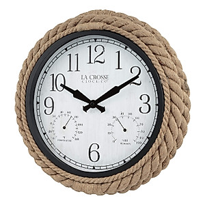La Crosse Clock 433-3836 14-inch Rowan Indoor/Outdoor Rope Analog Quartz Wall Clock