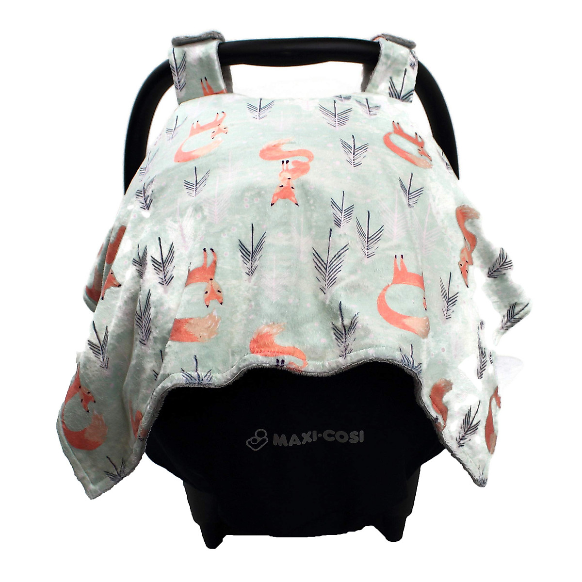 Dear Baby Gear Deluxe Car Seat Canopy - Infant Car Seat Cover - Baby Car Seat Covers - Carseat Canopy for Infant Car Seats - Car Seat Cover (Woodland Foxes and Pine Trees, Light Gray 40"x30")