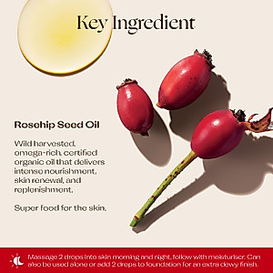 Trilogy Certified Organic Rosehip Oil - Pure Rosehip Oil Reduces the Appearance of Wrinkles, Scars, Stretchmarks and Evens Skin Tone, 0.67 oz (20ml)(Pack of 1)