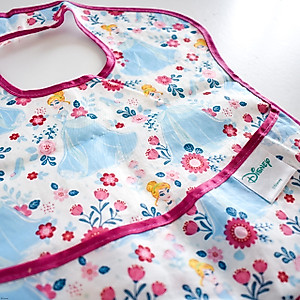 Bumkins Disney Bibs for Girl or Boy, SuperBib Baby and Toddler for 6-24 Months, Essential Must Have for Eating, Feeding, Baby Led Weaning, Mess Saving Waterproof Soft Fabric, 2-pk Princess