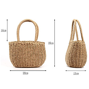 Foride Summer Evening Handbag, Straw Handmade Weave Handbag (Camel)