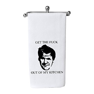 WCGXKO Funny Kitchen Towel Get The Fuck Out of My Kitchen Cute Housewarming Gift Novelty Dish Towel (Out of My Kitchen)