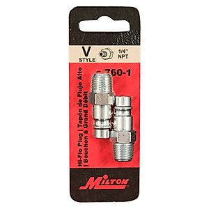 Milton S-760-1 1/4" MNPT V Style High Flow Steel Plug - Pack of 2
