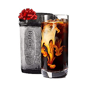HyperChiller HC3 Patented Iced Coffee/Beverage Cooler, NEW, IMPROVED,STRONGER AND MORE DURABLE! Ready in One Minute, Reusable for Iced Tea, Wine, Spirits, Alcohol, Juice, 12.5 Oz, Black