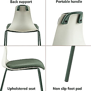 Modern Dining Room Chairs Set of 2, Ergonomic Design 15 ° Tilt Upholstered Leisure Chair for Living Room Bedroom, with Pad and Metal Legs, Green