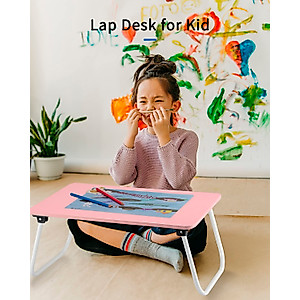 Ruxury Folding Lap Desk Laptop Stand Bed Desk Table Tray, Breakfast Serving Tray, Portable & Lightweight Mini Table for Sofa Couch Floor - Pink