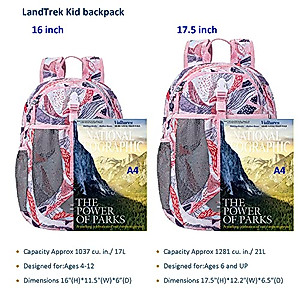 LandTrek Kids Backpack for Girls, Kindergarten Elementary Bookbags, Preschool Backpack, Ideal for School & Travel Backpacks (Tropical Flowers, 17.5")