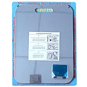 XoYo-Fogless Shower Mirror (11inX7.48in), Anti-Fog Shower Mirror, Shower Makeup Shave Mirror, Frameless Shower Mirror, Wall Hanging Mirror (Large, Shaver Hook)