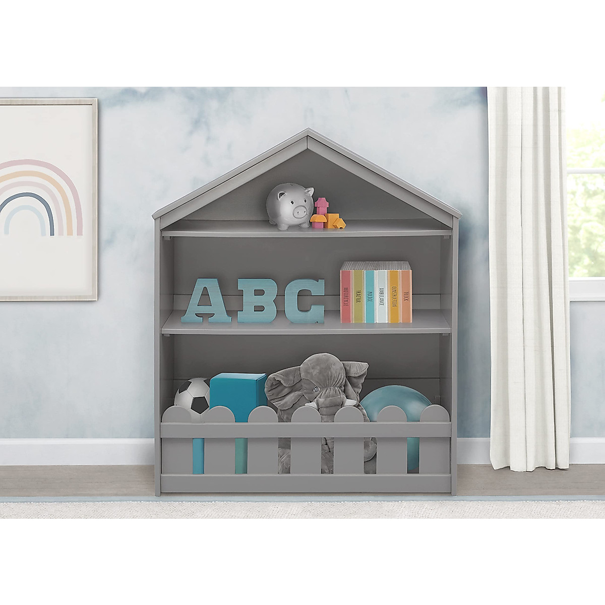 Serta Happy Home Storage Bookcase - Ideal for Books, Decor, Homeschooling & More, Grey