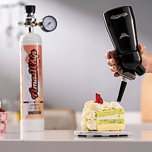 250ML AmazWhip Cream Dispenser For All Cold Applications-Durable Aluminum Alloy Cream Whipper With 3 Decorating Nozzles & 1 Cleaning Brush (Black)