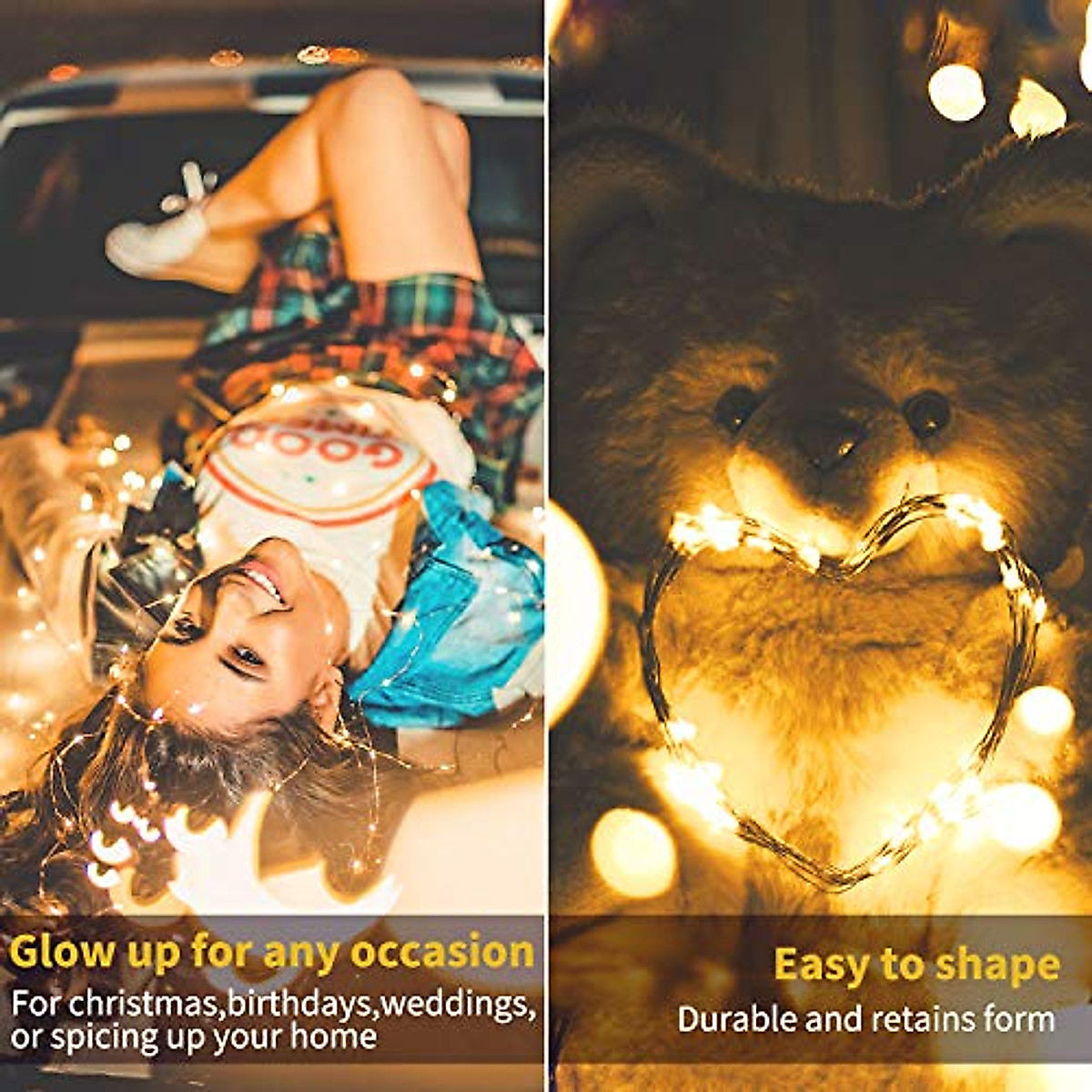 Fairy Lights Plug in, 100Ft 300LED Waterproof Firefly Lights on Copper Wire - UL Adaptor Included, Starry String Lights for Wedding Indoor Outdoor Christmas Patio Garden Decoration, Warm White