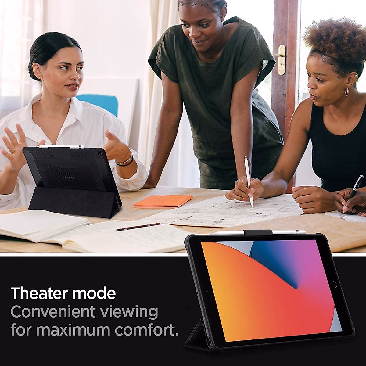 Spigen Rugged Armor Pro Designed for iPad 10.2 Case, iPad 9th Generation Case (2021) / iPad 8th Generation Case (2020) / iPad 7th Generation Case (2019) with Pencil Holder - Black