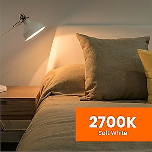 Feit Electric A19 LED Light Bulbs, 60W Equivalent, Dimmable, E26 Standard Base, 90 CRI, 800 Lumens, 2700K Soft White, 120V, 22 Years Lifetime, Damp Rated, 8 Pack, OM60DM/927CA/8