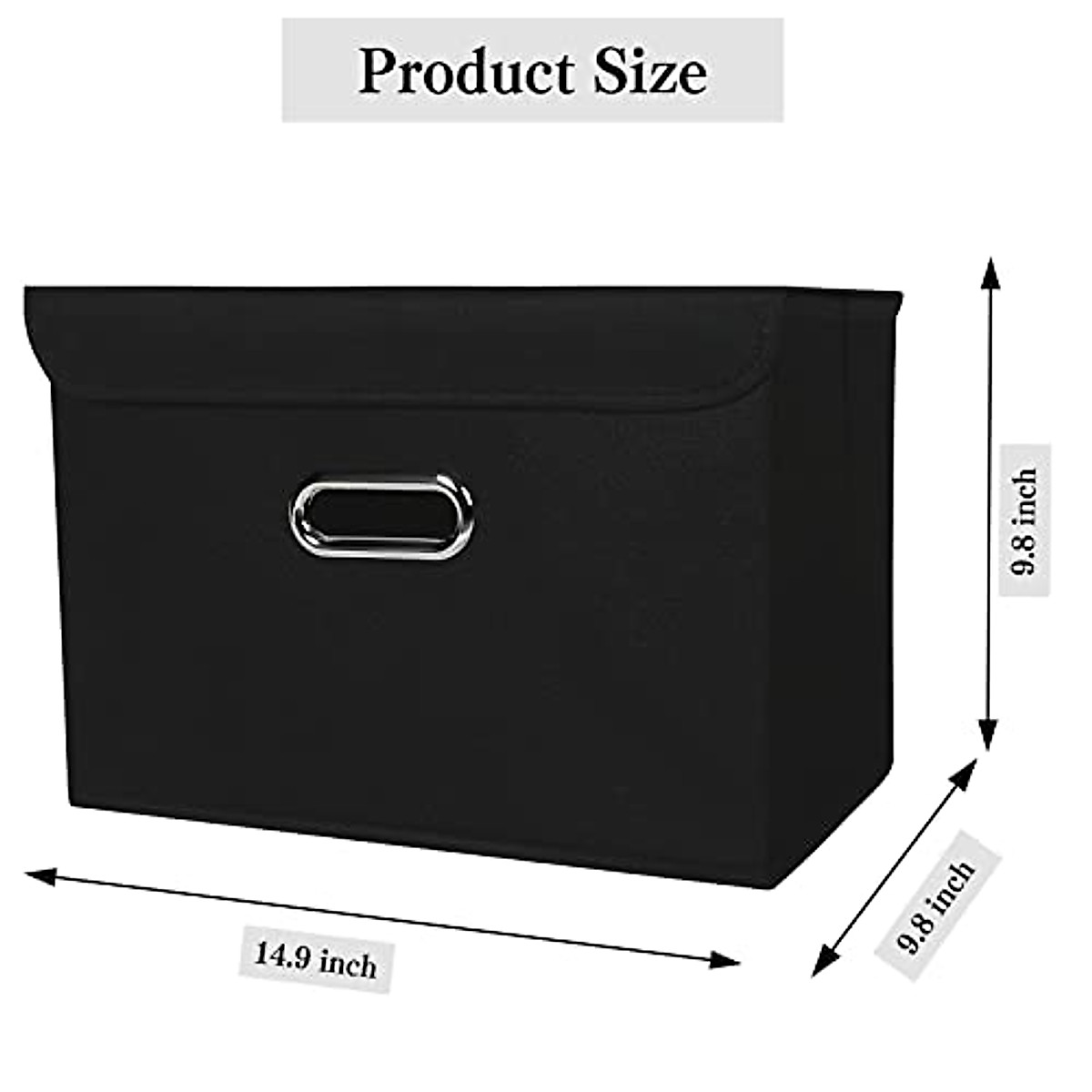 DABEACT Foldable Fabric Storage Cube Bins with Lids collapsible storage bins basket Closet Organizers with Handles for Home ,Storage Boxes for Organizing,3 Pack,(Black)