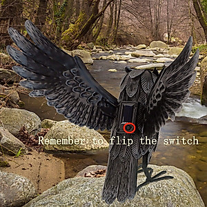 Natelf Solar Owl Decoy Sculptures & Statues Halloween Decoration, Standing Metal Bird Deterrent to Scare Birds Squirrels Away for Outdoor Garden Yard Patio, Black