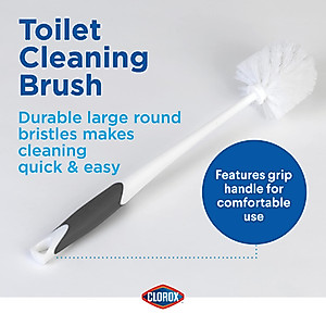 Clorox Toilet Plunger and Bowl Brush Combo Set with Caddy, White/Gray