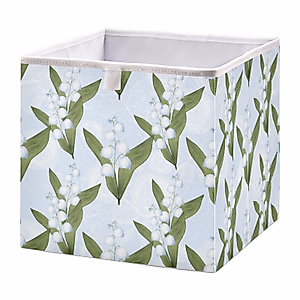 DOMIKING Lilies Valley Storage Baskets for Shelves Foldable Collapsible Storage Box Bins with Cubes Toys Closet Organizers for Pantry Organizing Shelf Nursery Home Closet,11 x 11inch