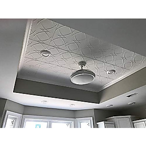 A La Maison Ceilings R82 Circles and Stars Foam Glue-up Ceiling Tile (128 sq. ft./Case), Pack of 48, Plain White