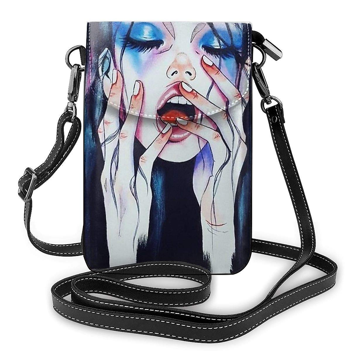 Women Men Girls Boys Goth Gotik Gothic Melancholy Women Girl Art Small Crossbody Purse Cell Phone Pouch Mini Tote Shoulder Bag For Travel Work Shopping Walking Dating Outdoor