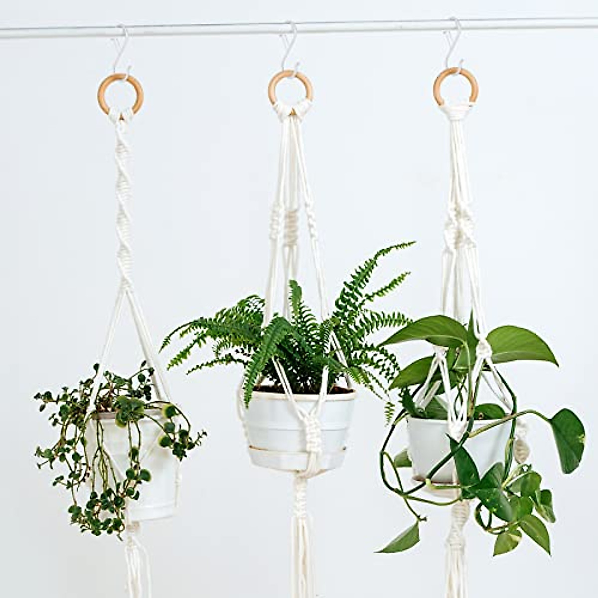 S Hooks Metal Safety Buckle S Shaped Hooks Stainless Steel S Hook Hangers Heavy Duty Anti-Falling S Hooks for Hanging Plants, Lights, Pot, Pans, Cups for Kitchen, 3.55 Inch (White,20 Packs)