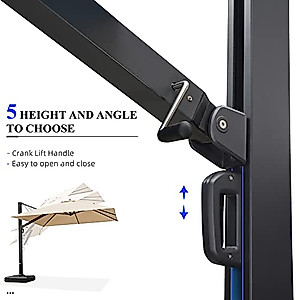 PURPLE LEAF 11 FT Square Patio Umbrella Large Outdoor Aluminum Umbrella Offset Umbrella with 360-degree Rotation Cantilever Umbrella for Garden Deck Backyard Pool, Beige