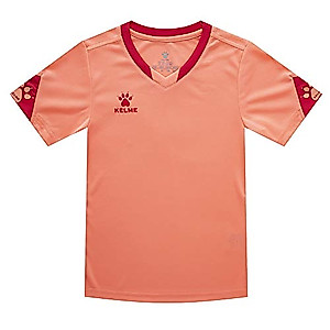 KELME Kids Team Soccer Jersey and Shorts, Boys Shirts Soccer Uniform Kit, Girls Indoor Turf Sport Outfit (Orange,Kid 8)