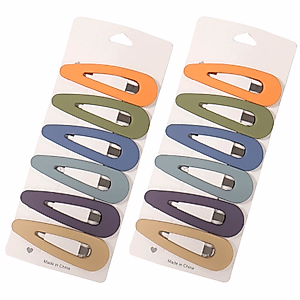 Matte Hair Barrettes for Women and Girls - B.PHNE 2.8 Inch Non Slip Snap Hair Clips for Thick or Thin Hair - Cute Candy Color Metal Cutout Drop 12 Pack