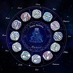 DEcember Birthstone Charms for Charms Bracelet 925 Sterling Silver Bead Openwork Charms, Happy Birthday Charms for Pandora Bracelet and Necklace