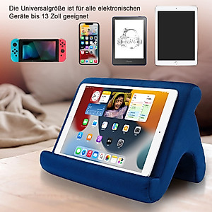 Tablet Pillow Stand Tablet Stand Tablet Holder Dock for Bed with 3 Viewing Angles , Compatible with all tablets ,Phones and iPad Pro 9.7, 10.5,12.9 Air Mini 4 3, Kindle, E-Reader and books(Navy)