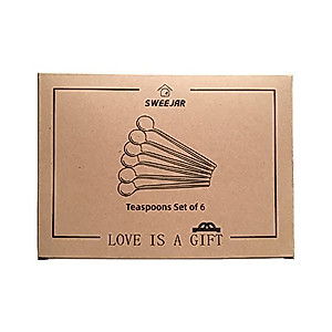 6 PCS Espresso Spoons 18/8 Stainless Steel, 5.2 Inches Vogue Mini Teaspoons Set for Stirring Coffee, Dessert Cake, Ice Cream, Soup, Antipasto Cappuccino, Frosted Handle, Sweejar (Gold)