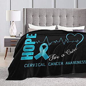 Hope for A Cure Cervical Cancer Awareness Blanket Printed Flannel Throw Blanket 80"X60" Anti-Pilling Blanket Bed Sofa Living Room Bedroom