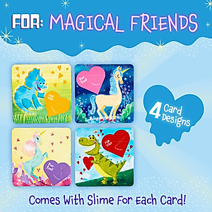 Magical Friends Valentines Slime Super Fun Pack, 28 Containers of Slime and Valentines Cards for Kids School Classroom Party Favors