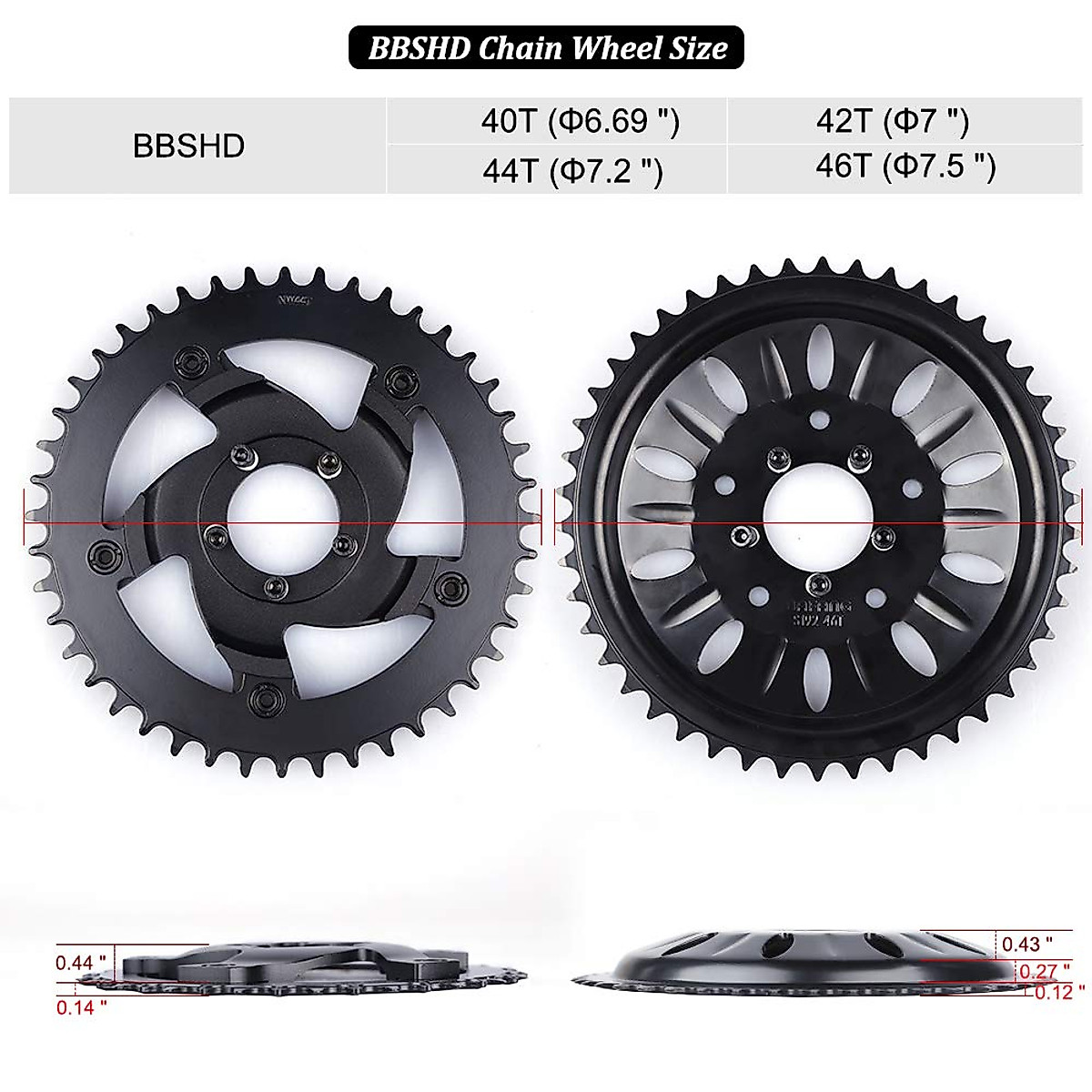 BAFANG Chainring Wheel for BBS01 BBS02 Mid Drive,52T Ebike Chain Ring with Guard for Mid Mount Motor, Chainwheel for Electric Bike Conversion Kits Durable Aluminium Bike