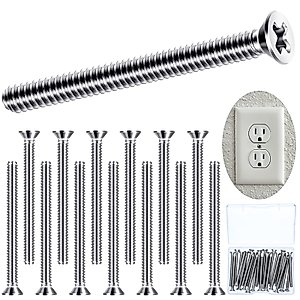 Ripeng 30 Pieces Extra Long Outlet Screws Long Electrical Outlet Screws Machine Screws Device Mounting Screws Electrical Outlet Extender for Fix Wonky and Sunken Outlets (6-32 x 2 Inches)