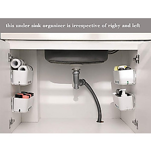 ICCGBHGO Under Sink Organizer and Storage, Kitchen Bathroom Under Sink Cabinet Sliding Pull Out Storage Drawer Tray Caddy Organizer, Wall Mount Inside Cabinet Door Organizer Holder White (2PCS)