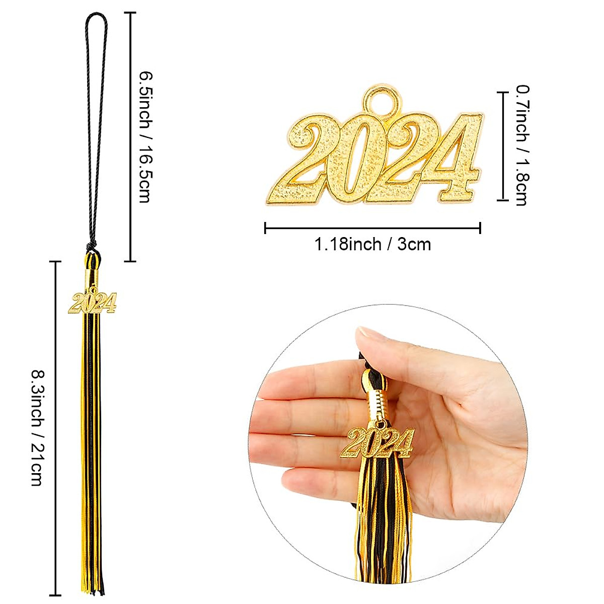 2024 Graduation Tassel, Tassel for Graduation Cap 2024, Graduation Cap Decorations, Charm Graduation Party Decorations 2024 Grad Cap Decorations for Graduation Gifts 2024 High School Black Gold
