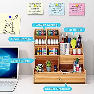 Marbrasse Upgraded Wooden Pencil Holder, Pen Organizer for Desk , Easy Assembly, Art Supply Organizer, Desktop Stationary Organizer Caddy (B17-Cherry)