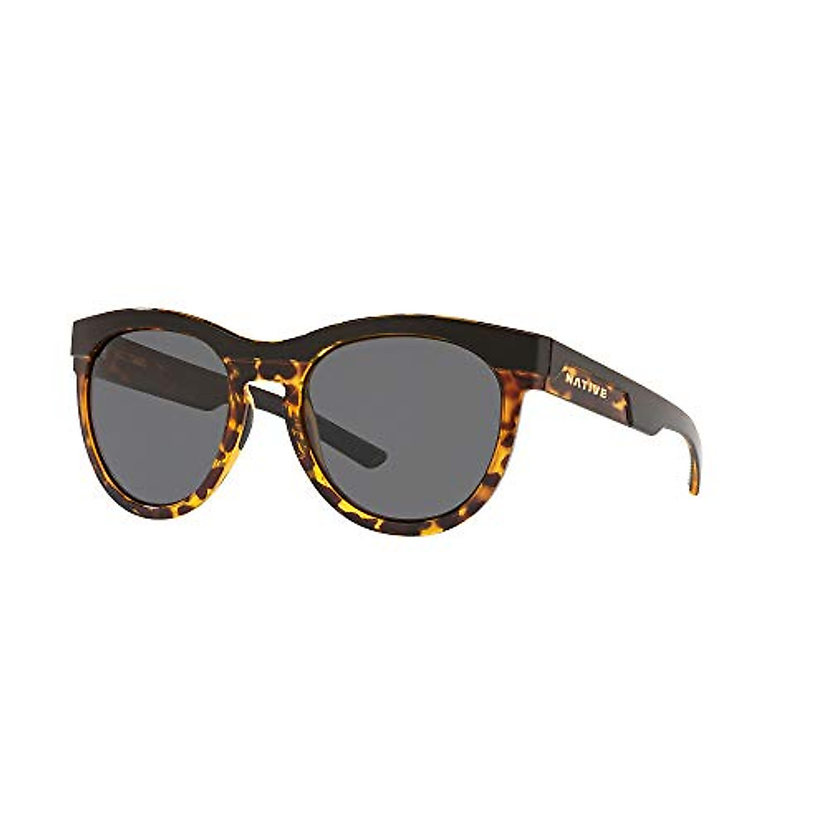 Native Eyewear Women's La Reina Polarized Round Sunglasses, Black/Tortoise/Gray, 47 mm