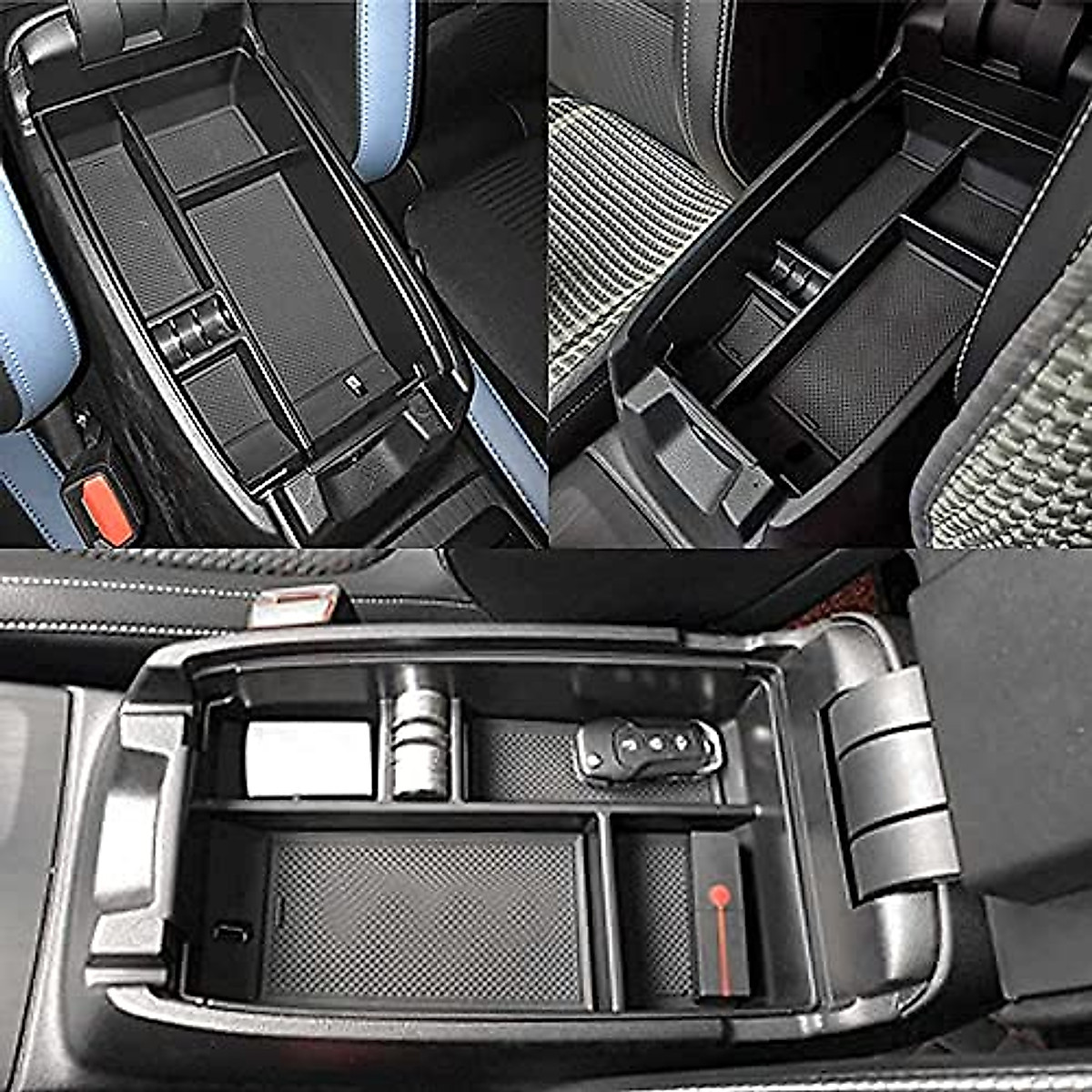 TACOBRO Center Console Organizer Tray Compatible with Ford Escape 2020-2024 and 2021 2022 2023 2024 2025 Bronco Sport CX430 4-Door (Not for U725 2-Door) Secondary Storage Armrest Glove Box - Black
