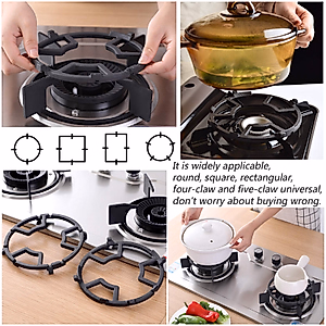 Reyhoar Non Slip Gas Ring Reducer, Burner Grate for Butter Warmer/Small Saucepan, Cast Iron Wok Support Ring- Compatible with Most Gas Stove Range Cooktop, 7.5 Inch, Black