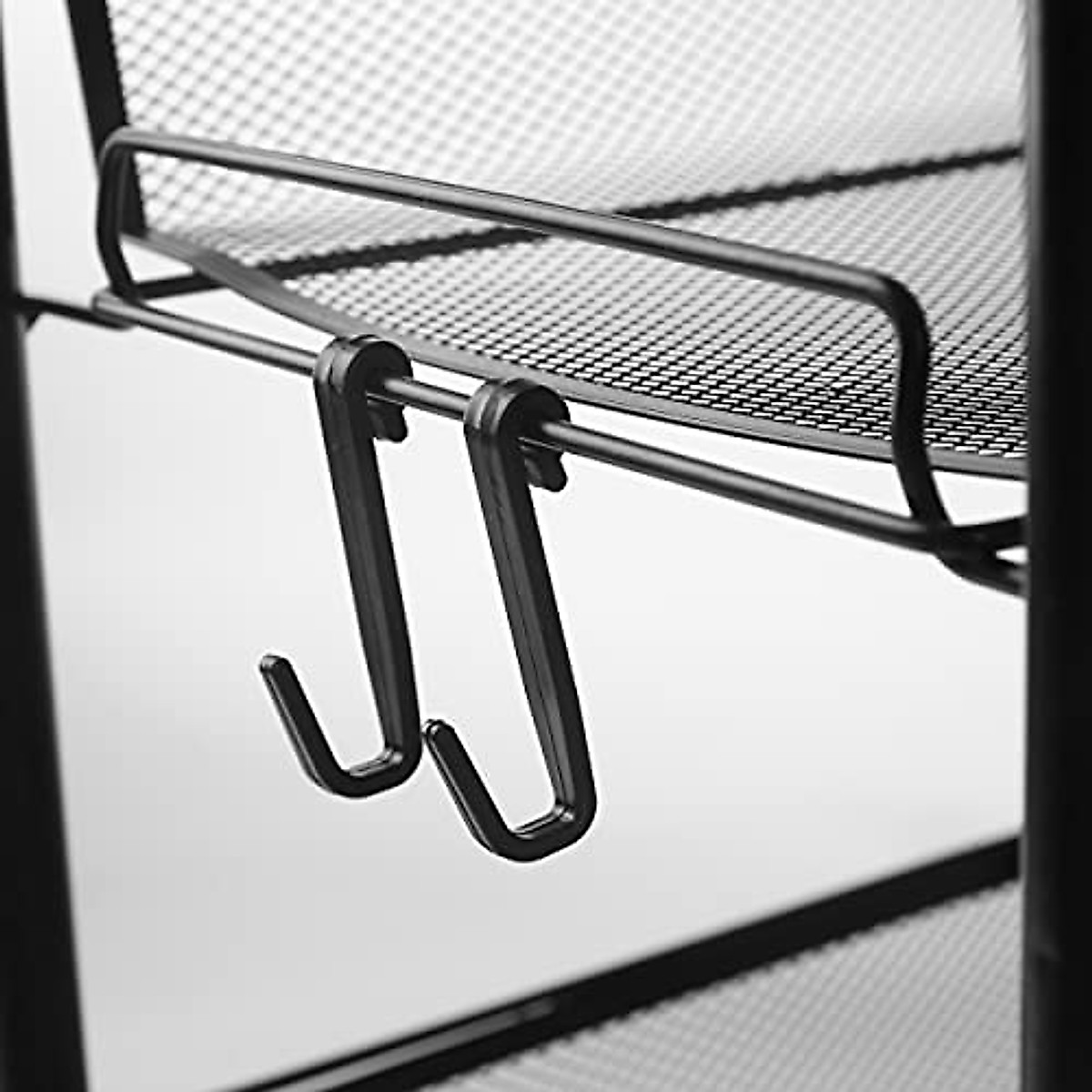 Urban Lifestyle 3 Tier Mesh All Purpose Utility Rolling Storage Cart, Black