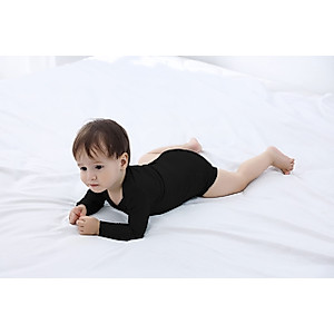 GUISBY Baby Bodysuit with Mitten Cuffs, Long Sleeve Bodysuit Babies Black Newborn