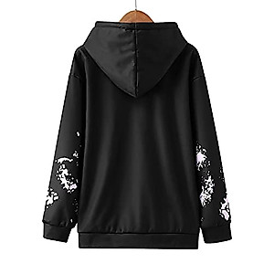 Winnerlion Distressed Hoodies Sweatshirts for Women Momlife Printed Casual Athletic Hooded Sweatshirt Pullover Tops (Black, XXL)