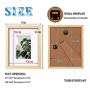 Egofine 11x14 & 8x10 Picture Frames Natural Wood Frames with Plexiglass, Display Pictures for Tabletop and Wall Mounting