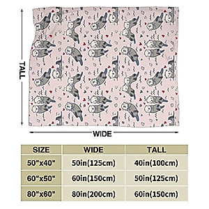 Lovely Sea Otter Heart Flannel Reversible Sherpa Throw Blanket Fuzzy and Soft Fleece Bed Blanket